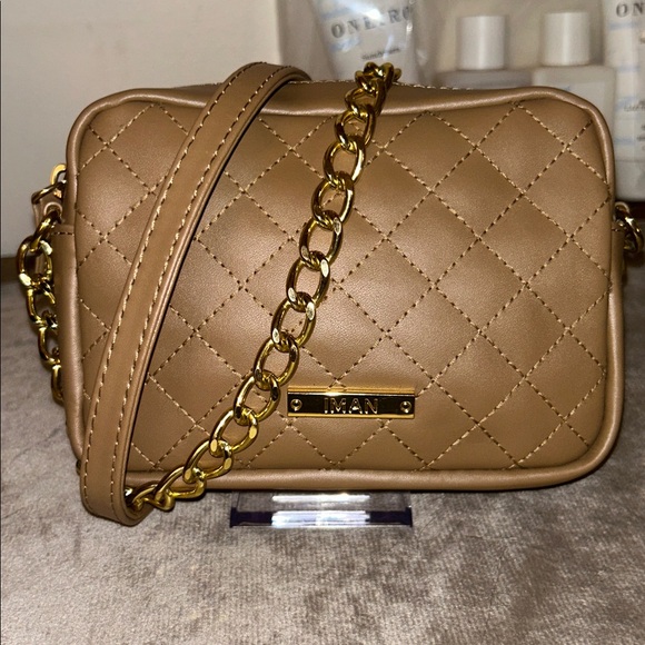 IMAN | Bags | Iman Quilted Leather Crossbody Bag With Gold Chain | Poshmark